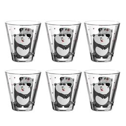 Kinderbecher Leonardo "Kinderbecher Bambini 215 ml 6er Set", bunt (panda), 6 tlg., Glas, Trinkgef&auml;&szlig;e, Kinderbecher