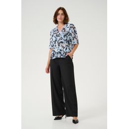 Kaffe Kurzarm-Bluse A-shape Blue Flower Print floral