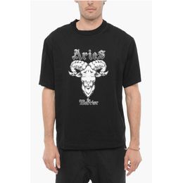 Neil Barrett Slim Fit ARIES THE WARRIAR T-Shirt mit Rundhalsausschnitt in Schwarz