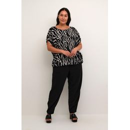 Kaffe Kurzarm-Bluse Loose fit Black / Antique Zebra Print animal