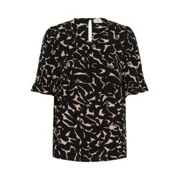 Kaffe Kurzarm-Bluse Regular fit Nature/Black Flower Print floral