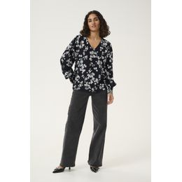 Kaffe Kurzarm-Bluse Baggy fit Marine Flower floral
