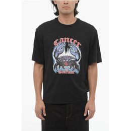 Neil Barrett Bedrucktes Slim Fit ROCK BAND ZODIAC CANCER T-Shirt mit Rundhalsausschnitt in Schwarz