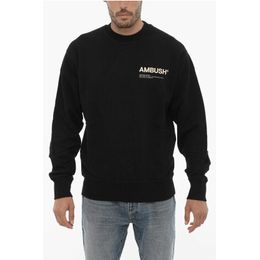 Ambush Sweatshirt aus geb&uuml;rsteter Baumwolle mit Rundhalsausschnitt und aufgedrucktem Logo in Schwarz