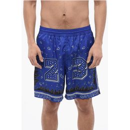 Off-White Badeshorts mit Bandana-Print in Blau