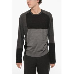 Neil Barrett Zweifarbiger Wollpullover in Nero, Grigio