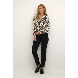 Kaffe Langarm-Bluse Regular fit Black/Feather Gray Leo leopard
