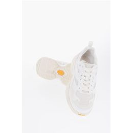 Neil Barrett CROQUIS Einfarbige Low-Top-Sneaker aus Mesh und Wildleder in Wei&szlig;