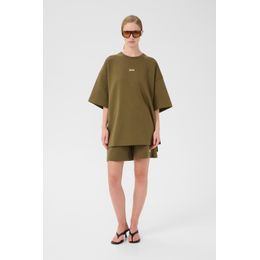 Gestuz Kurzarm-Bluse Oversize fit olive