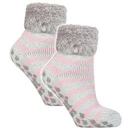 Heat Holders 2er-Pack Damen Weiche Lounge-Socken mit Grippaufsatz