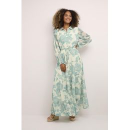 Cream Kleid A-shape white green