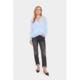 Saint Tropez Langarm-Bluse Lockere Passform Chambray Blue
