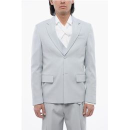 Off-White Relax Fit Blazer mit Pattentaschen in Hellblau