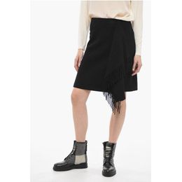 Woolrich Wickelrock mit Fransen in Schwarz