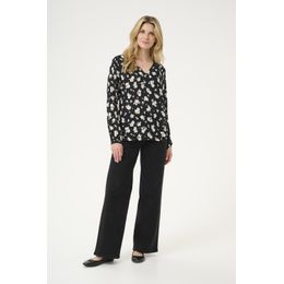Kaffe Langarm-Bluse Regular fit Black/White Flower Print floral