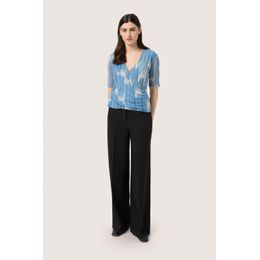 Soaked in Luxury Langarm-Bluse Feminine Form Blue Scattered Print blue white