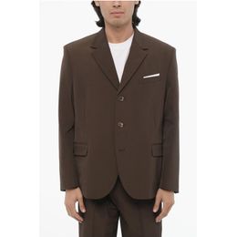 Neil Barrett Slim Fit Blazer mit 3 Kn&ouml;pfen, Seitenschlitzen und Revers in Braun