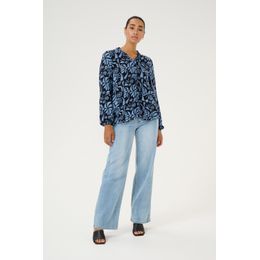 Kaffe Langarm-Bluse Regular fit Blue Flower Leaf Print floral