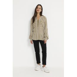 Kaffe Langarm-Bluse Regular fit Green Mermaid / Chalk Stripe green