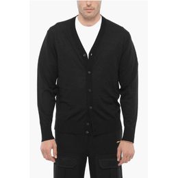 Neil Barrett Slim Fit Wollcardigan mit V-Ausschnitt in Schwarz