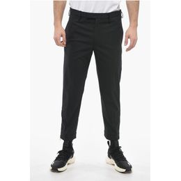 Neil Barrett Slim Fit JAMIE Chinohose mit Kn&ouml;chelrei&szlig;verschl&uuml;ssen in Schwarz