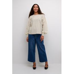 Kaffe Langarm-Bluse Regular fit Chalk/Black Dot white black