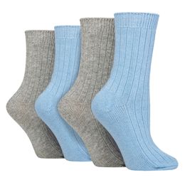 4er-Pack Damen Kaschmir-Stiefelsocken | Atmungsaktive gem&uuml;tliche gerippte Wollschlafsocken