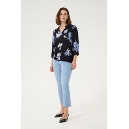 Kaffe Langarm-Bluse Regular fit Black / Blue Flower Print black blue