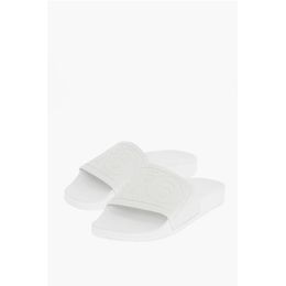 Maison Martin Margiela MM6 Einfarbige Slides mit gepr&auml;gtem Logo in Wei&szlig;
