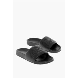 Ambush Einfarbige Leder-Slides in Schwarz