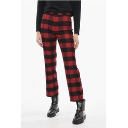 Woolrich Stretch-Wollhose mit Karomuster in Nero, Rosso