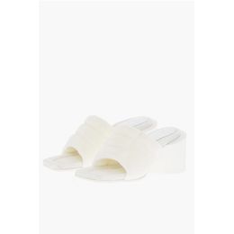 Maison Martin Margiela MM6 Gepolsterte Pantoletten mit quadratischer Zehenpartie, 7 cm, in Wei&szlig;
