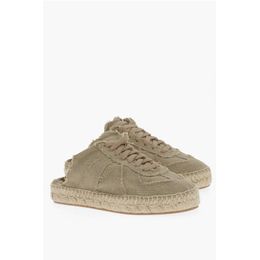 Maison Martin Margiela MM22 Gr&uuml;ne Low-Top-Sneaker aus Baumwolle mit offener R&uuml;ckseite