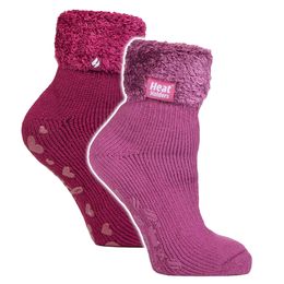 Heat Holders 2er-Pack Damen Weiche Lounge-Socken mit Grippaufsatz