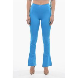 Off-White SPLIT Flare Fit Leggings mit Logo-Print in Blau