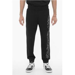 Neil Barrett Skinny Fit BOLTS Jogginghose mit kontrastierender Stickerei in Schwarz