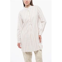 Woolrich Bluse aus Bio-Baumwollmischung mit Frontfalte in Beige, Bianco