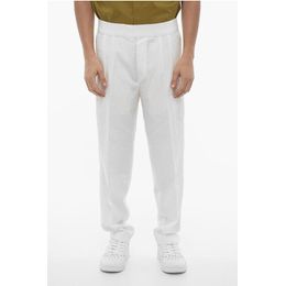 Neil Barrett Slim Fit Hose mit doppelter Bundfalte und elastischem Bund in Wei&szlig;