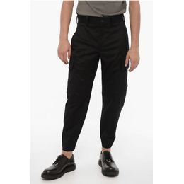 Neil Barrett Loose Fit FIREMAN Cargohose mit Kn&ouml;chelknopf in Schwarz