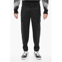 Neil Barrett Loose Fit FIREMAN Cargohose mit Kn&ouml;chelknopf in Schwarz