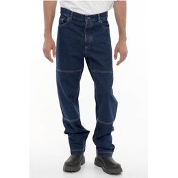 Gerade geschnittene Jeans mit sichtbaren N&auml;hten, 21 cm, in Blau