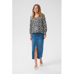 Kaffe Kurzarm-Bluse Baggy fit White/Black Leopard
