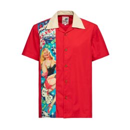 King Kerosin Herren Panel Hemd Pin-Up Las Vegas rot