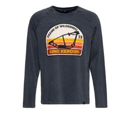 King Kerosin Herren Acid wash Longsleeve Frame of Wilderness schwarz