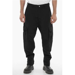 Nylon-Cargohose mit gesticktem Logo in Schwarz