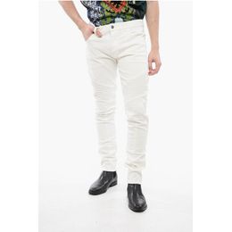 Balmain Tapered Fit Biker-Jeans mit G&uuml;rtelschlaufen 15 cm in Wei&szlig;