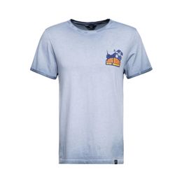 King Kerosin Herren Oil Wash T-Shirt Long Beach hellblau
