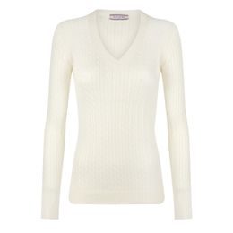 Pullover Kabelstrick-Pullover Mit V-Ausschnitt