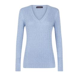 Pullover Kabelstrick-Pullover Mit V-Ausschnitt