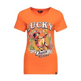 Queen Kerosin Damen Print T-Shirt Lucky orange